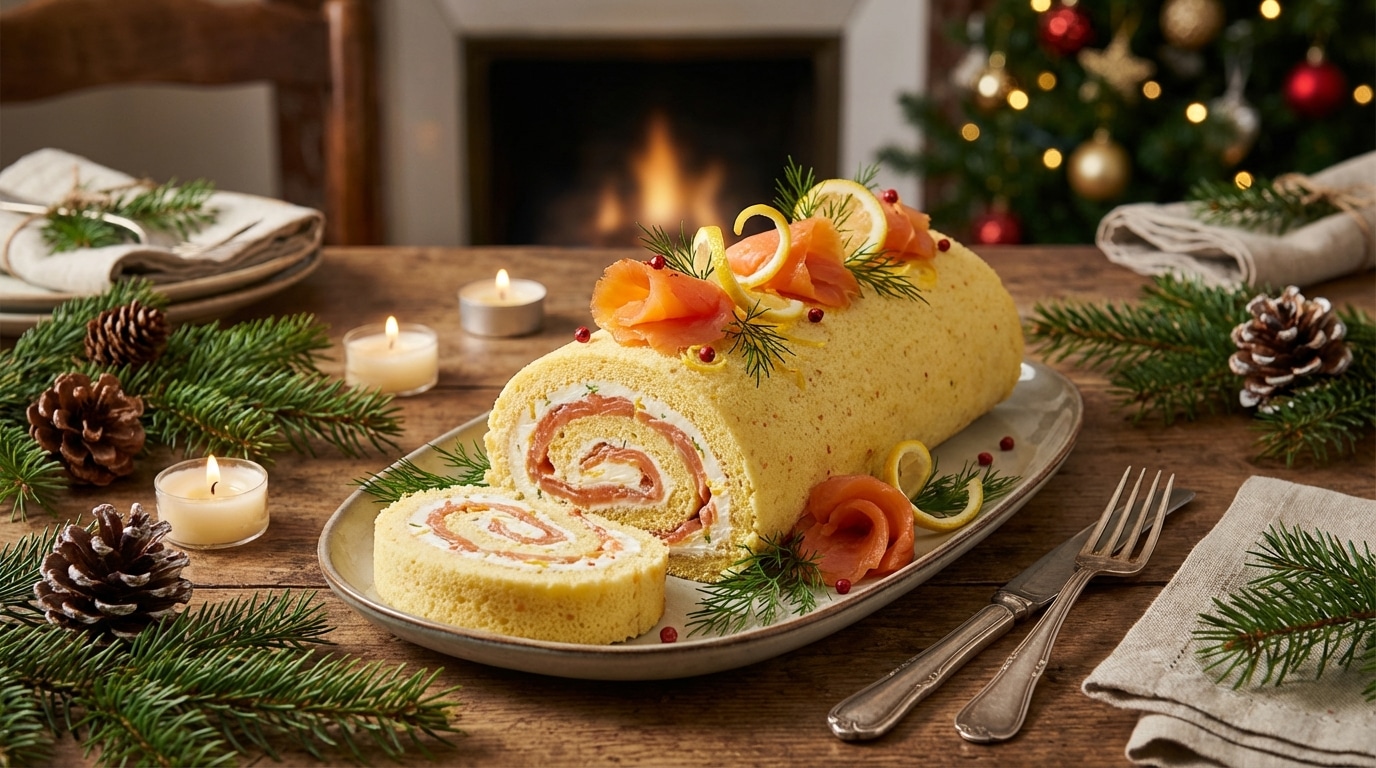 Léger roulé de saumon fumé et citron : la bûche apéritive de Noël ...
